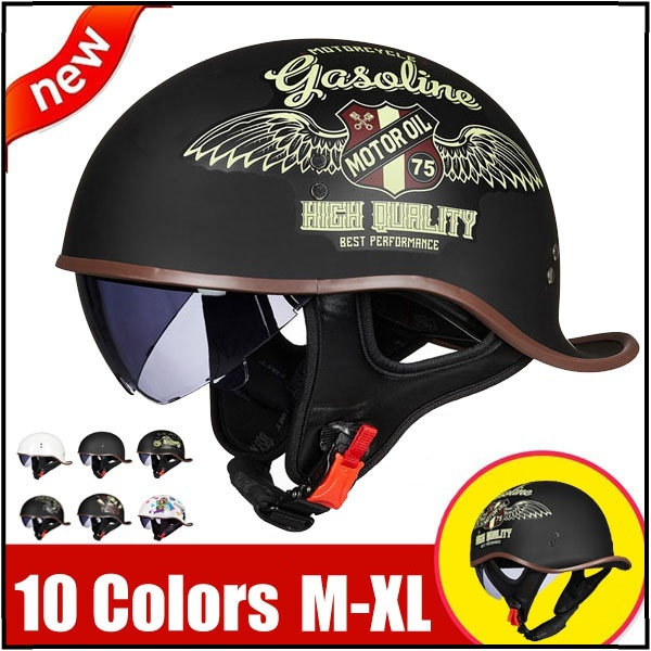 New Retro Half Helmets Inner Sunshade Helmets Jet Retro Motorcycle ...