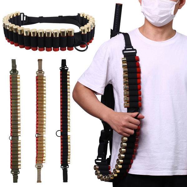 Tactical 25 Rounds Ammo Shell Holder Belt 12 Gauge Ammo Pouch Military ...