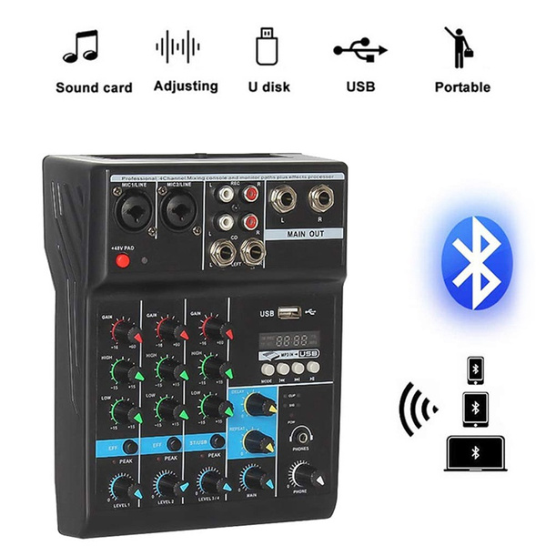 NEW Professional 4 Channel Bluetooth Audio Mixer Sound Mixing Console ...