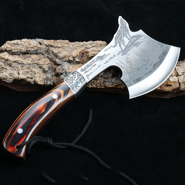 Woft Print Axe with Wood Handle Multifunctional Tomahawk Outdoor Mountain Camping Ax Survival ...