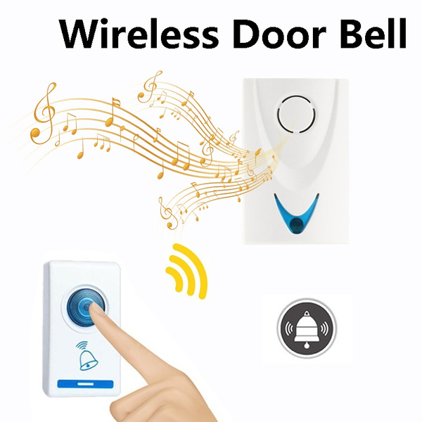 LED 1 Button + 1 Receiver Wireless Doorbell 32 Tune Songs 100M Range ...