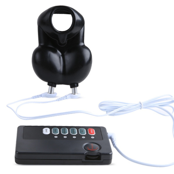 1pcs Electric Shock Chastity Cock Cage Electro Stimulation Penis Lock Rings Scrotum adult Sex ...