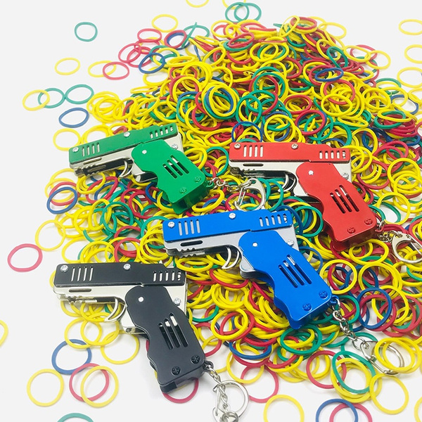 Full metal rubber band gun model toy pistol folding six burst toy gun ...