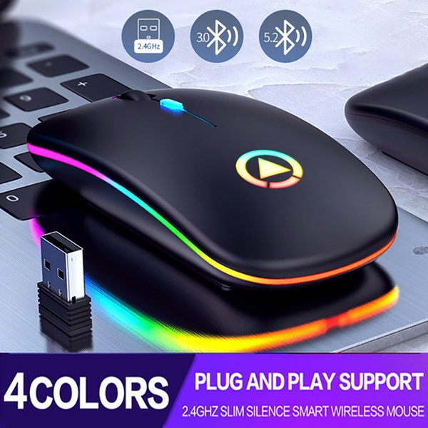 Battery and Rechargeable Mouse Wireless Silent LED Backlit Mice USB ...