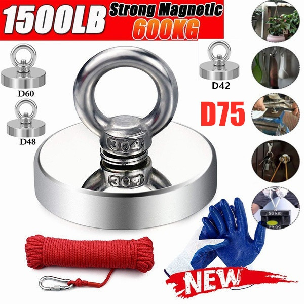 Strong Fishing Magnets 800lbs Pull Force Retrieval Magnet Neodymium ...