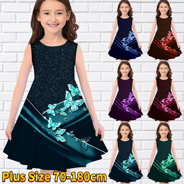 Girls Little Girls Sleeveless Dresses Girls 3D Children's Butterfly ...