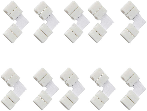 L Shape 4 Pin LED Strip Connector 10mm Right Angle Corner Solderless ...