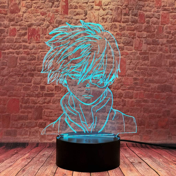 Shoto Todoroki 3D Illusion LED MHA Anime Lamp 16 Colors Change Remote ...