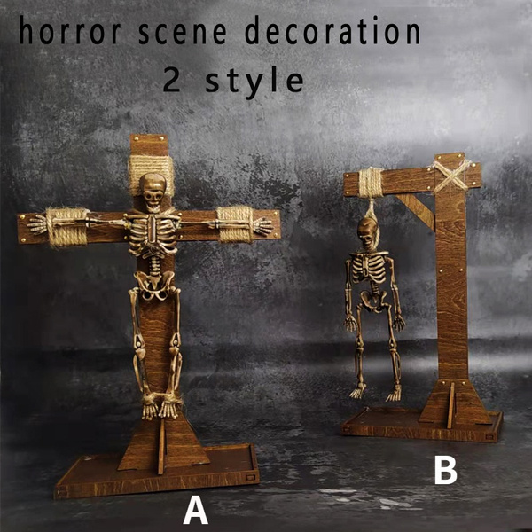 Horror scene death torture device model skeleton binding frame gallows ...