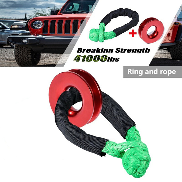 2 In1 1Pcs 41000Lb Winch Snatch Recovery Ring and 1Pcs 1/2" Soft ...