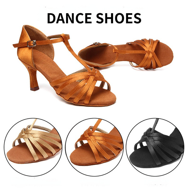 Latin Dance Shoes Women Satin Tango Shoes High Heel Salsa Performance ...