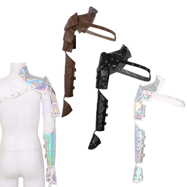 Men's Steampunk PU Body Chest Harness Shoulder Guard Armor with Arm ...