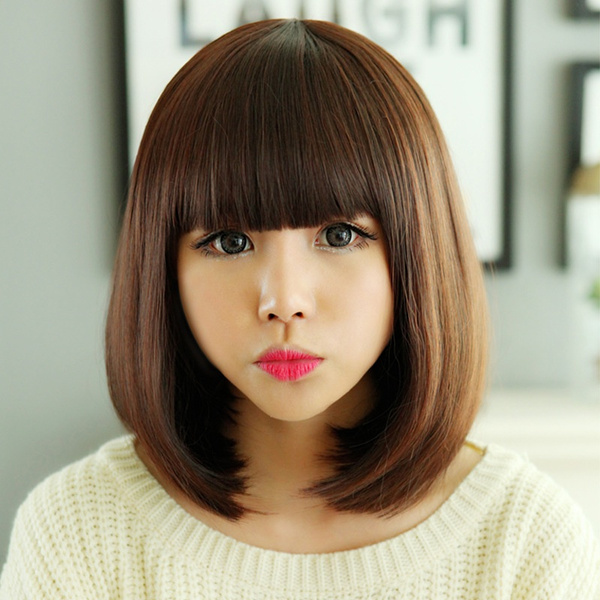 Female Wig Bobo Head Cute Short Straight Hair Chemical Fiber Headgear ...