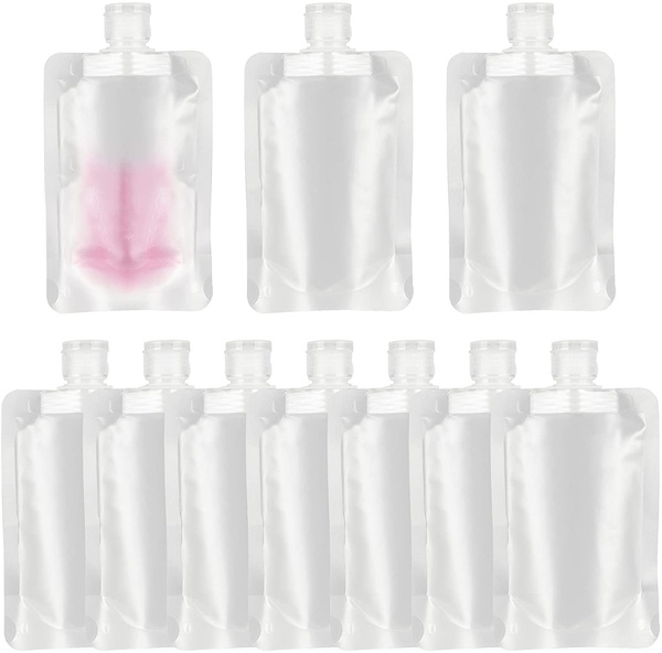 10 Pieces Refillable Empty Squeeze Pouches with Flip Cap Cosmetic ...