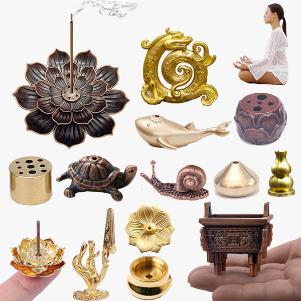 14 Types Mini Creative Brass Incense Burner Incense Seat Antique Small ...