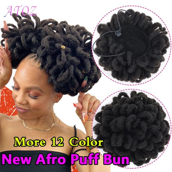 11 Color DreadLock Bun Afro Puff Drawstring Ponytail Synthetic Faux ...