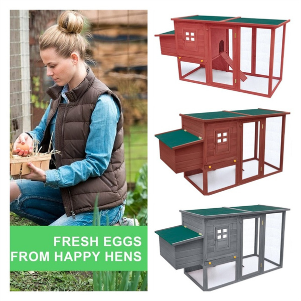 79.5in Chicken Coop Outdoor Wooden Chicken Coop Multi-Level Hen House ...