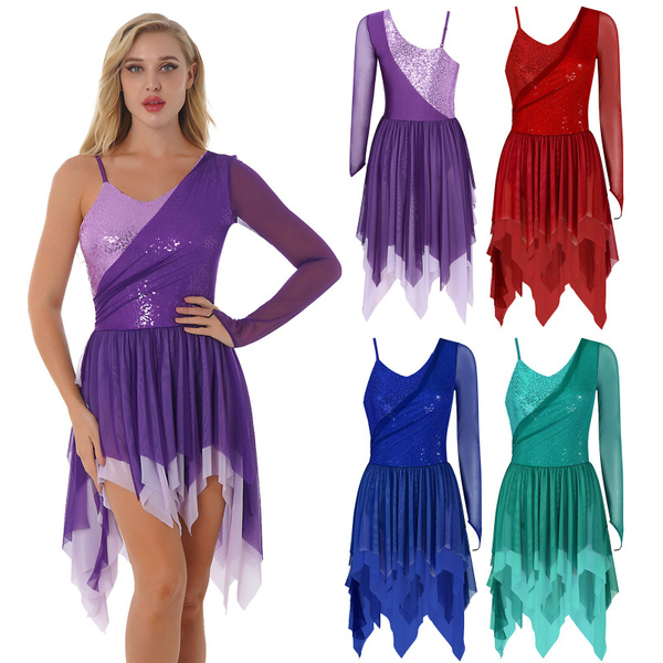 Women Lyrical Modern Contemporary Dance Costume Tulle Skirt One ...