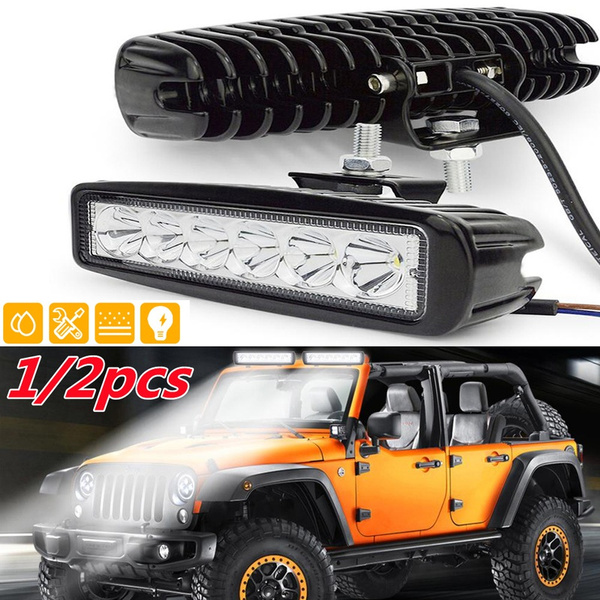 1/2 Pcs 6 LED 12V Car Light 18W DRL Work Lights Spotlight Auto ...