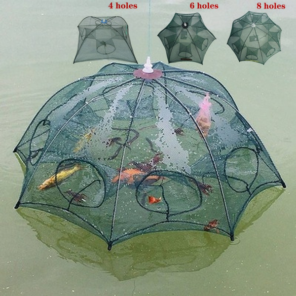 Strengthened 4-8 Holes Automatic Fishing Net Shrimp Cage Nylon Foldable ...