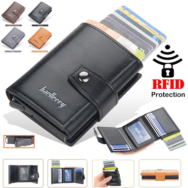 2022NEW RFID Blocking Protection Men's Leather Wallet Aluminum Box ...