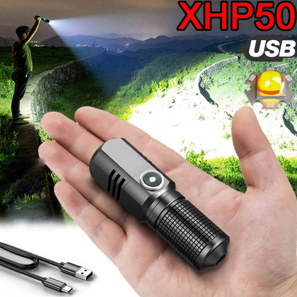 Outdoor Mini Bright XHP50 LED Flashlight Mini USB Torch Rechargeable ...