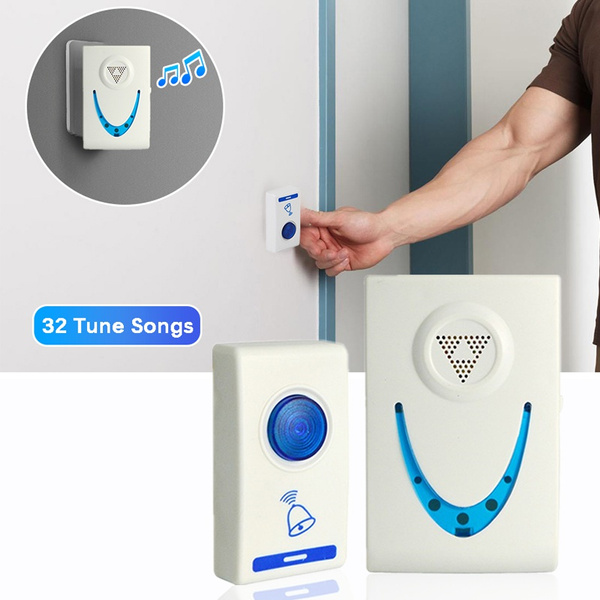 LED Wireless Doorbell 1 Button + 1 Receiver 32 Tune Songs 100M Range ...