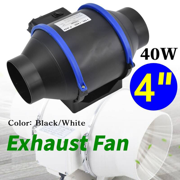 Black/White 40W 4Inch Inline Duct Fan Hydroponic Ventilation Exhaust ...