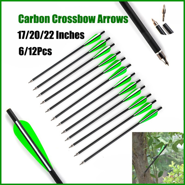 6/12Pcs Crossbow Bolts 17/20/ 22 Inches Carbon Arrows with Replaceable ...