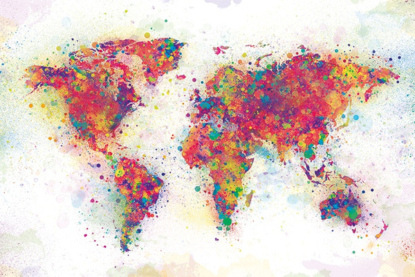AFFICHE - POSTER - World Map (Colour Splash) - Carte du Monde - 61x91 ...