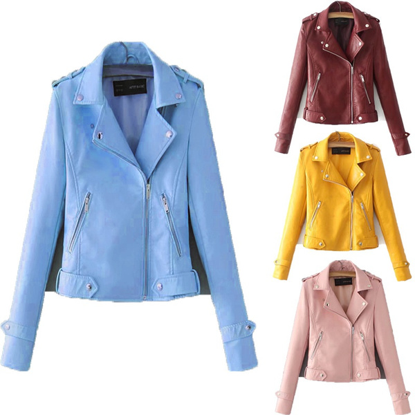 New women's leather clothes, fashionable leather jacket, slim and slim ...