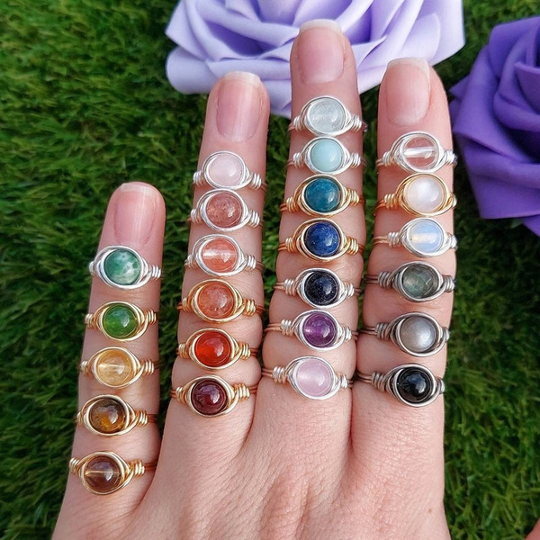 Wire Wrapped Gemstone Rings, Crystal Ring, Healing Crystal Jewellery | Wish