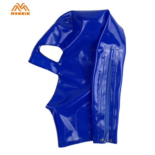 MONNIK Blue Latex Mask Rubber Hood Future Warrior style Open Eyes&Mouth ...