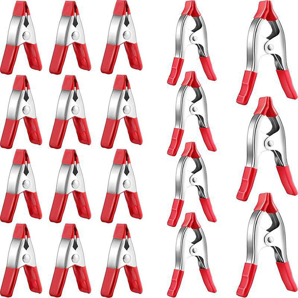 19 Pcs Red Steel Metal Spring Clamps Set Heavy Duty Spring Metal Clamps ...