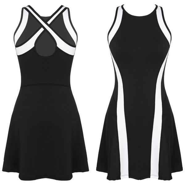 Black Women Quickly Dry Sleeveless Straps Criss Cross at Back Open Back ...