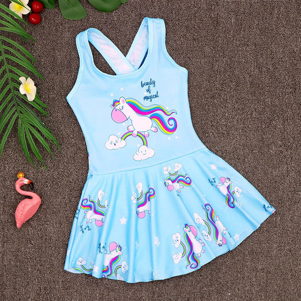 4-13 year old Unicorn children's swimsuit girl conjoined middle and ...
