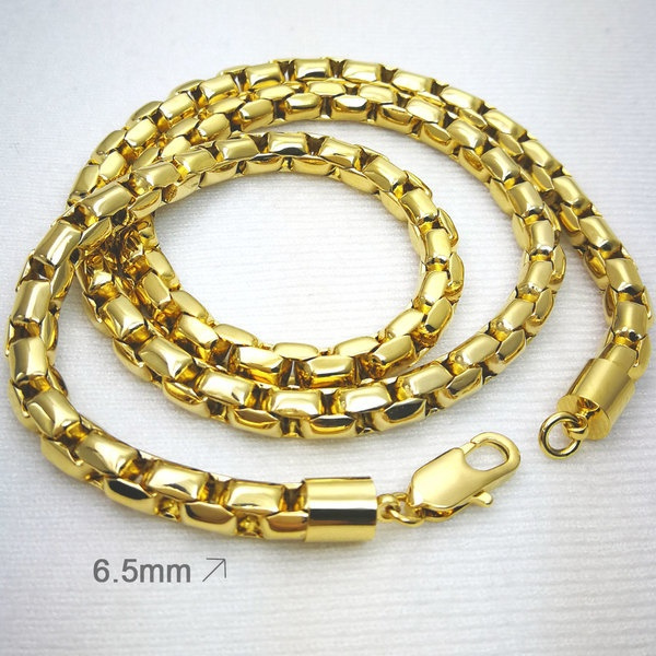 Hip pop 18K 18CT Yellow Gold GF Mens 6.5mm Thick Chain Necklace | Wish