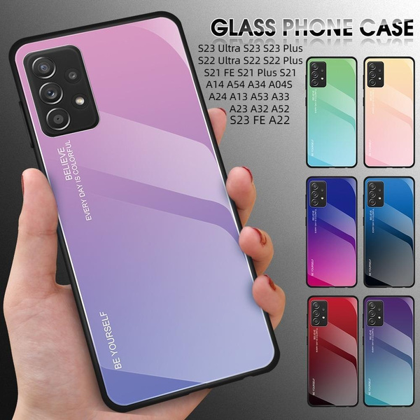 For Samsung Galaxy A14 A34 A54 A04S A24 Case Gradient Tempered Glass Cover For Samsung A53 A13 ...
