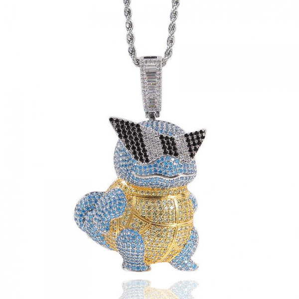 Hip Hop Bling Iced Out Zirconia Stone Paved Colorful Cartoon Tortoise ...
