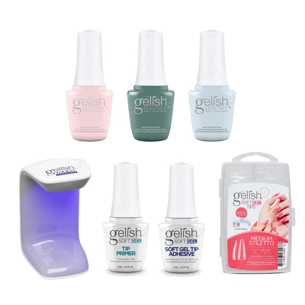Gelish Spring Full Bloom Gel Nail Polish with 110 Stiletto Tips Kit and ...