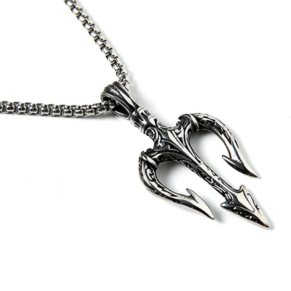 Greek Mythology the Sea King Trident of Poseidon Necklace Punk Rock ...