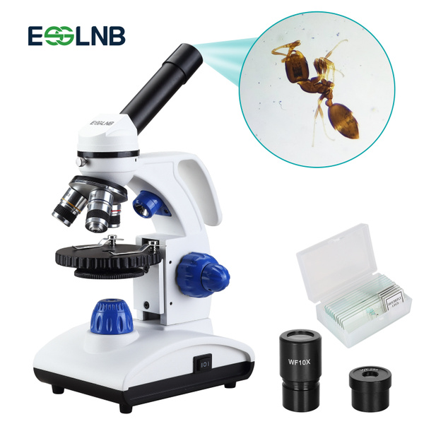 ESSLNB 40-1000X Monocular Microscope WF10X 25X Eyepiece Dual Light 10 ...