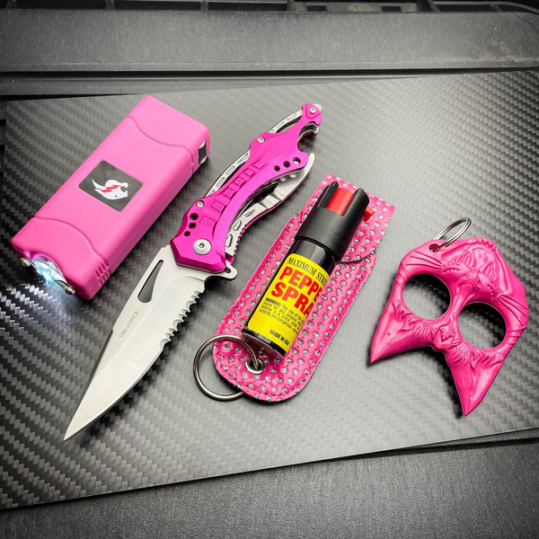 Pink Ladies Tactical Protection Self Defense Set - Stun Gun Pepper ...