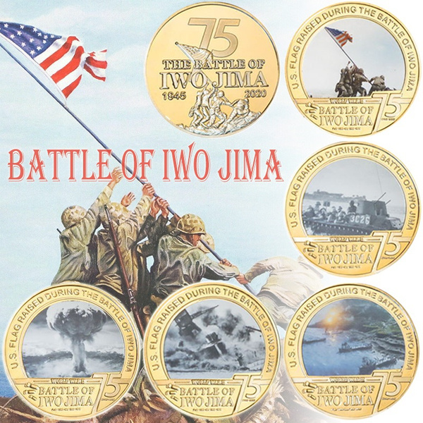 Battle of Iwo Jima Gold Plated Commemorative Coins Set US Marine Corps ...