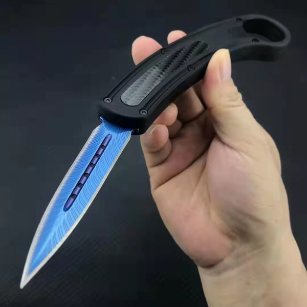 Microtech Carbon fiber claw switch-blade knife Color titanium blade | Wish