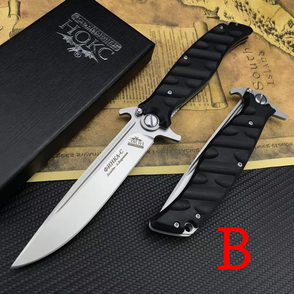 Russian HOKC NOKS Avatar Folding Knife D2 Blade Black G10 Handles ...