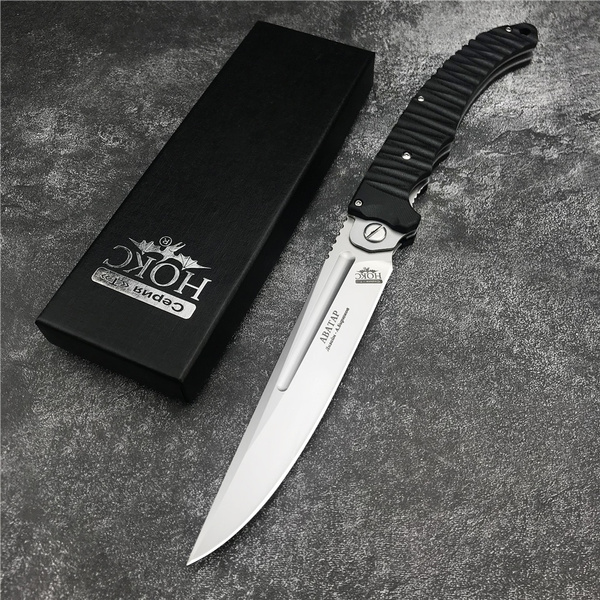 Russian HOKC NOKS Avatar Folding Knife D2 Blade Black G10 Handles ...