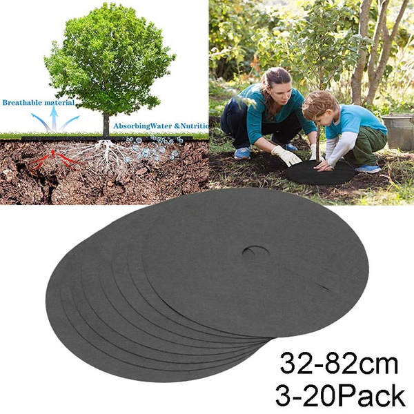 Tree Mulch Ring 62cm Nonwoven Tree Protector Mat Plant Cover Black 8 ...