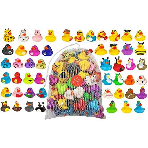 Assorted Rubber Ducks with Mesh Bag - 50 Ducklings, 2 Inch - for Kids ...