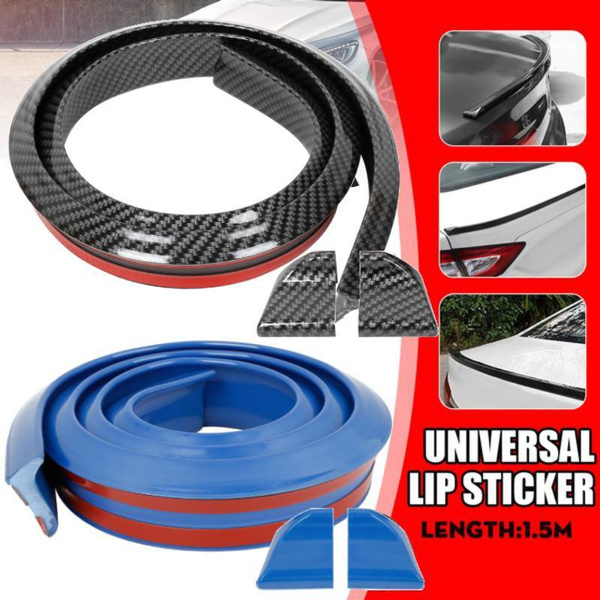 150cm Universal Carbon Fiber Car Rear Spoiler Wing Rubber Lip Tail ...